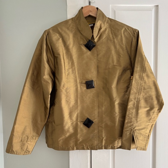 Painted Pony | Jackets & Coats | Gold Silk Jacket With Black Buttons ...